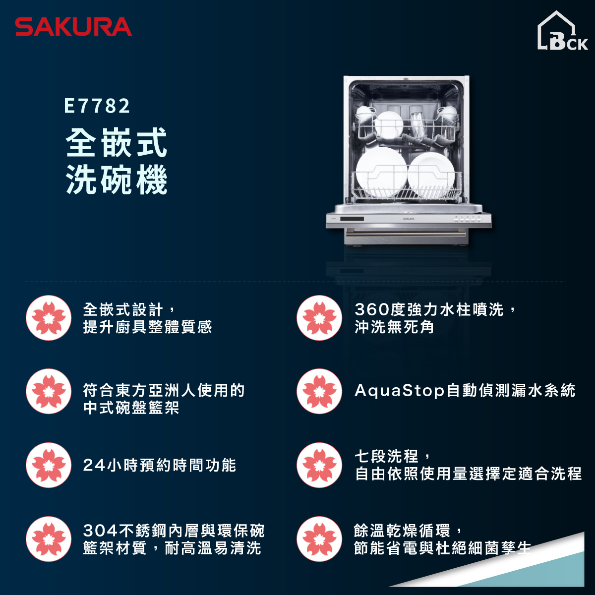 SAKURA 櫻花牌 E7782 全嵌式洗碗機(需自備門板) - 省錢王 廚具淨水科技生活館