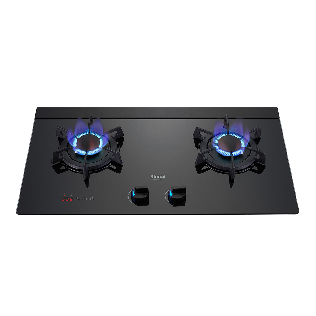 【詢問85折】林內 Rinnai RBF2620G(B) 檯面式蓮花玻璃雙口爐 RB-F2620G(B) - 省錢王 廚具淨水科技生活館
